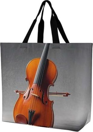 Generic Maquette De Violoncelle Sac A Main Femme R&eacute;utilisable Sacs De Courses D&eacute;contract&eacute; Sac &Agrave; Bandouli&egrave;re Pour Gym Shopping Voyage