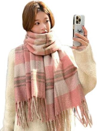 Generic QXDZSW &Eacute;charpe imitation cachemire pour femme - Sensation dhiver - Ch&acirc;le chaud - Mignon et polyvalent - &Eacute;charpe &agrave; carreaux pour femme, &Eacute;charpe 16, 200