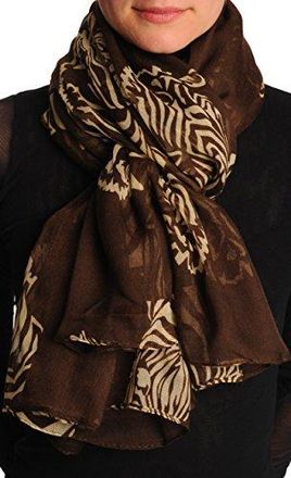 Liss Kiss Beige Zebra On Brown Unisex Scarf & Beach Sarong - Marron &Eacute;charpe Taille Unique (110cm x 180cm)