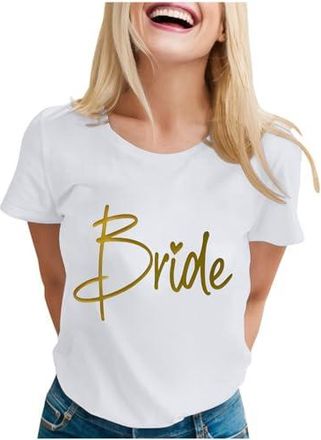 Generic T-shirt femme d&eacute;contract&eacute; lettre imprim&eacute;e col rond manches courtes t-shirt top 7, Blanc., XXL