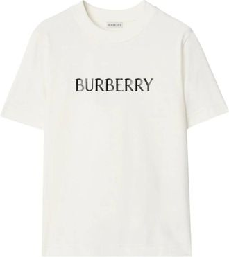 Burberry Femme, Tops, Blanc, Taille: 40 FR T-shirt &agrave; col rond