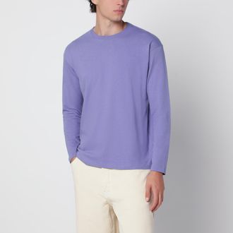 Auralee Lila lang&auml;rmeliger Pullover aus Baumwolle und Kaschmir