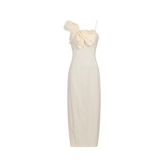 Blumarine Robe midi avec fleurs au d&eacute;collet&eacute;