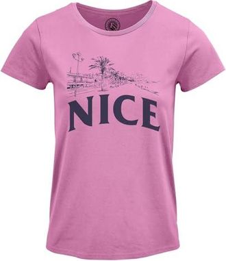 Fabulous T-Shirt Femme Col Rond Rose Nice Minimalist Ville France Sud Soleil