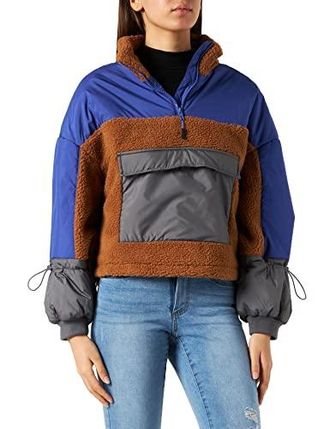 Urban Classics Damen Ladies Sherpa 3-Tone Pull Over Jacket Jacken, Toffee/bluepurple, 3XL