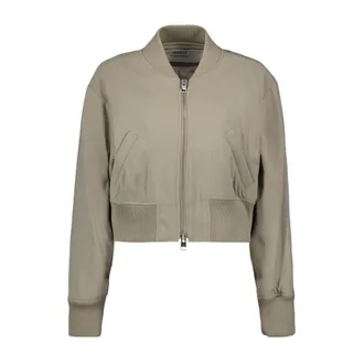 Ami Femme, Vestes, Beige, Taille: 38 FR Bomber en laine &agrave; col c&ocirc;tel&eacute;