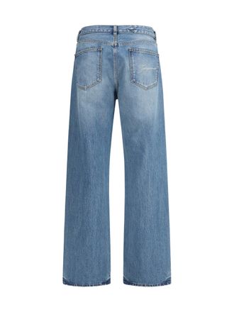 Jacquemus Mens Wide-Leg Jeans Blue-Tabac Cotton Blue/tabac Trousers