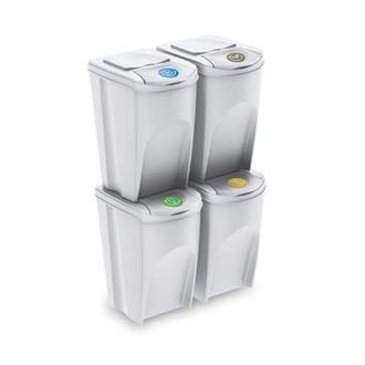 Prosperplast Set mit 4 KEDEN SORTIBOX-Recyclingbeh&auml;ltern, cremefarben, Volumen 4x35L