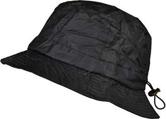 Toutacoo Bob de Pluie Imperméable Aspect Nylon - Ajustable- (08- Intérieur Polaire Noir, M-L)