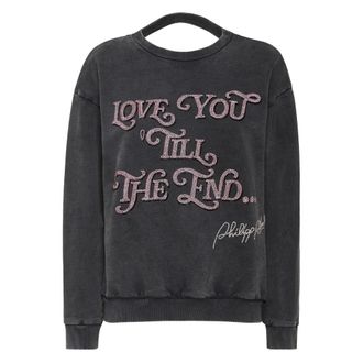 Philipp Plein Femme, Sweatshirts et sweats &agrave; capuche, Noir, Taille: 36 FR SweaT-shirt Ls Love