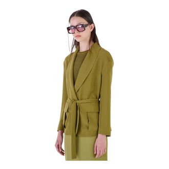 Silvian Heach Femme, Vestes, Vert, Taille: 42 FR Blazer avec ceinture à nouer