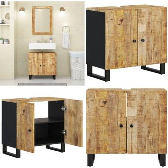 vidaXL Vidaxl - Waschbeckenunterschrank Massivholz Mango und Holzwerkstoff - Badezimmerm&ouml;bel - Holzschr&auml;nkchen - Waschbeckenunterschrank - Mangoholzm&ouml;bel