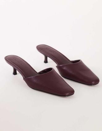Topshop Arthur mule &agrave; bout rond et talon moyen en aubergine-Auburn