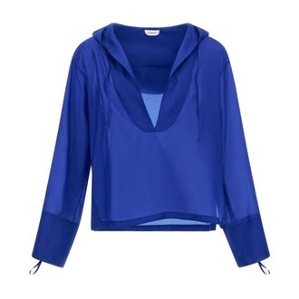 Ferragamo Homme, Vestes, Bleu, Taille: L Blouse &agrave; Capuche en Organza