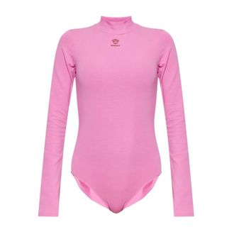 Versace Stretch-Baumwoll-Jersey-Body mit Stickerei - - Tops - Damen - Rosa - M