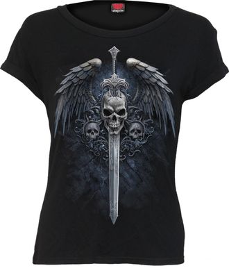 Spiral Angel Sword - T-Shirt Frauen T-Shirt schwarz XXL 100% Baumwolle Horror, Rockwear, Totenk&ouml;pfe