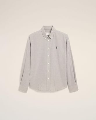 Ami Ami Paris - Chemise ray&eacute;e noire en coton Ami de Coeur Noir - Taille : XXL - Unisex