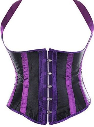 Grebrafan Bustier Serre Taille Corset Rayé avec Bretelles (EU(44-46) 4XL, Violet)