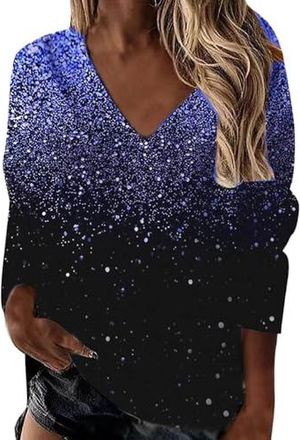 Generic Chemisiers festifs pour femme - D&eacute;contract&eacute; - Paillettes - &Eacute;l&eacute;gant et sexy - Col en V - Tenue moderne - Paillettes - Automne - Hiver - Grandes tailles