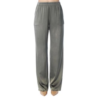 Caliban Femme, Pantalons, Vert, Taille: 46 FR Pantalone in raso di seta elastico in vita
