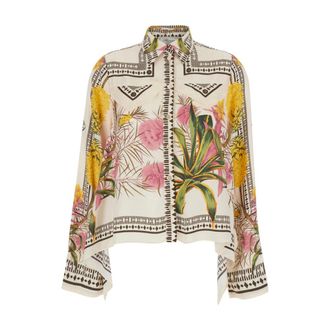 Blumarine Femme, Blouses et Chemises, Multicolore, Taille: 36 FR Chemise Florale &agrave; Col Pointu