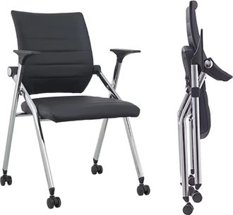 Generic Ergonomischer Klappb&uuml;rostuhl mit Rollen, bequemer Leder-Schreibtischstuhl mit Armlehnen, h&ouml;henverstellbar, platzsparendes Design f&uuml;r Homeoffice und Ko