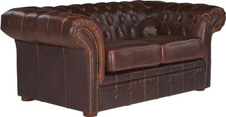 Vente-Unique Chesterfield Ledersofa 2-Sitzer - Vintage Leder - Braun - CLOTAIRE