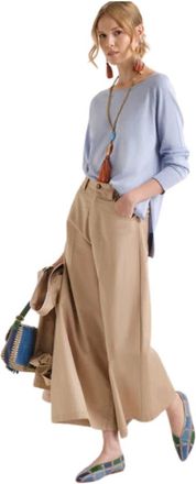 Maliparmi Maliparmi, Femme, Pantalons, Beige, Taille: 42 FR Pantalon large &agrave; 5 poches