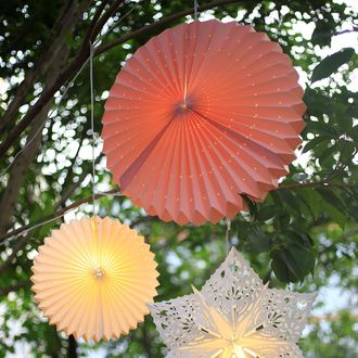 Hellum Hellum Sunny Lampion outdoor, Lampion Rose, außen wetterfest mit LED Glühlampe, E14 Leuchtmittel, 40cm Ø, wetterfeste PVC-Beschichtung, für Draußen, D