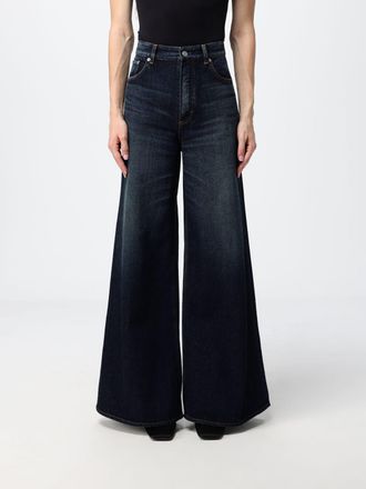 Alaia Jean &eacute;vas&eacute; en denim de coton &agrave; taille haute avec cinq poches