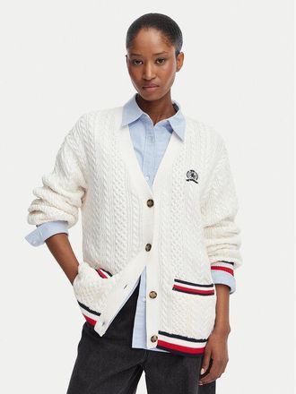 Tommy Jeans Strickjacke DW0DW22934 Wei&szlig; Regular Fit