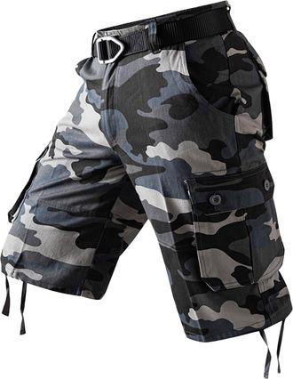 Generic Kurze Hosen Herren - Chino Cargo Shorts Herren Camouflage 3/4 Cargoshorts Leicht mit 6 Taschen Bermuda Cargohose Outdoor Regular Fit Freizeithose Schn