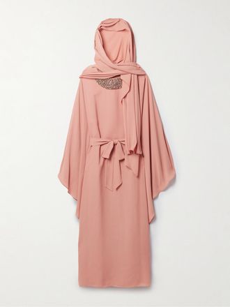 SIMKHAI Kaftan Aus Cr&ecirc;pe Mit Kristallen Und Bindeg&uuml;rtel - Pink