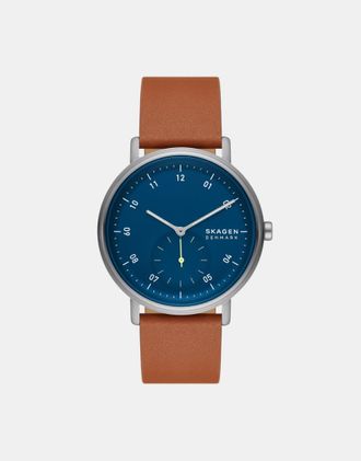 Skagen Kuppel - Montre en acier inoxydable avec mouvement &agrave; 2 aiguilles et cadran secondes - Marron/argent&eacute;