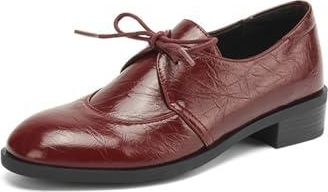 Generic Chaussures Femme Mocassins PU Cuir Lacets à Enfiler Bout Rond fermé Talons carrés Bas Confortables Chaussures habillées décontractées Bureau Quotidien