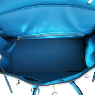Herm&egrave;s Mens Bleu Zanzibar Togo Birkin 25 Phw Blue Leather Handbag Bag