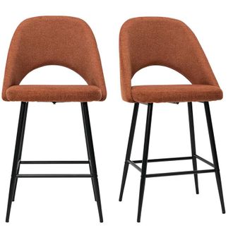 Miliboo Miliboo - Tabourets de bar en tissu effet velours texturé terre brûlée H65 cm (lot de 2) cosette