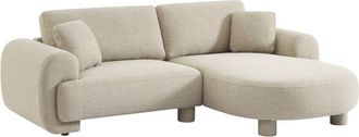 Sweeek Canap&eacute; dangle droit 3 places tissu. pieds ronds L 231 x P 160 / 88 cm - Zenio Tissu Beige