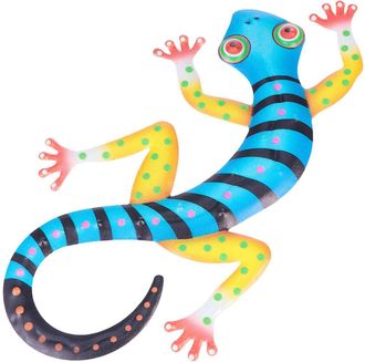 Healifty Metallgecko Wanddekoration 3d Skulptur Wandbehang Ornament aus Lackiertem Metall f&uuml;r Innen und Au&szlig;endekor Terrasse Garten Kinderzimmer Zuf&auml;llige Farbe