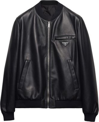 Prada Bomberjacke aus Leder - Schwarz