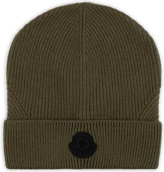 Moncler bonnet en maille c&ocirc;tel&eacute;e - Vert