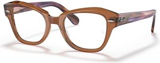 Ray-Ban State Street Optics Havana Violett Gestreift Fassung Klar Glas Polarisiert 48-20