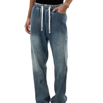 Generic Jean Homme Jeans Homme Pantalon &Eacute;vas&eacute; Uni Tendance - Coupe Versatile pour Printemps, &Eacute;t&eacute; Et Automne, &Eacute;l&eacute;gant &Agrave; Toutes Les Occasions