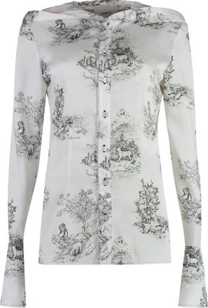 Coperni Bedruckte Twill-Bluse - - Blouses & Shirts - Damen - Wei&szlig; - S