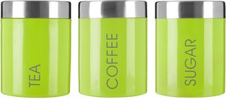 Premier Housewares Liberty Behlter für Tee, Kaffee und Zucker Lindgrün, Emaille, Grün, 9x9x13