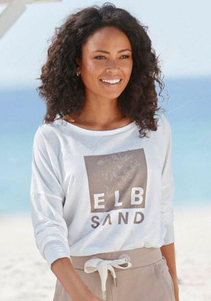 Elbsand Langarmshirt mit Logodruck, Baumwoll-Mix, sportlich-casual