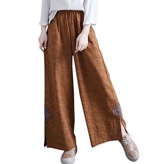 Generic Pantalon Femme Taille Haute Elegant Boh&egrave;me Fluide Grande Taille L&eacute;ger Respirant Ample Baggy Pantalons Palazzo Confortables D&eacute;contract&eacute;