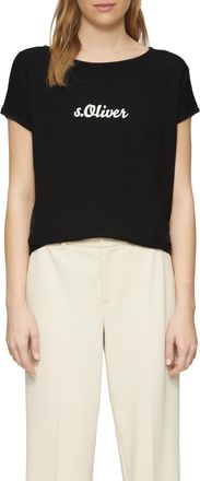 s.Oliver Fließendes Jersey-Shirt mit Artwork und überschnittenen Schultern