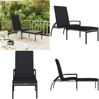 vidaXL Vidaxl - Sonnenliege mit Fu&szlig;hocker PE-Rattan Grau - Sonnenliege - Gartenm&ouml;bel - Outdoor M&ouml;bel - Lounge Chair - Relaxsessel - Home & Living