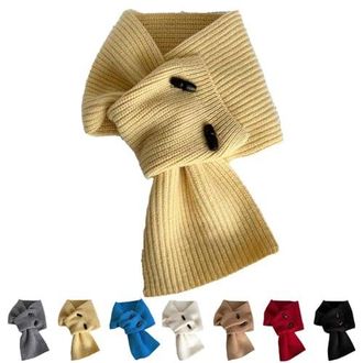 Generic &Eacute;charpe chaude dhiver pour femme avec boutons en bois tricot&eacute;, &eacute;charpe chaude pour temps froid, jaune, taille unique
